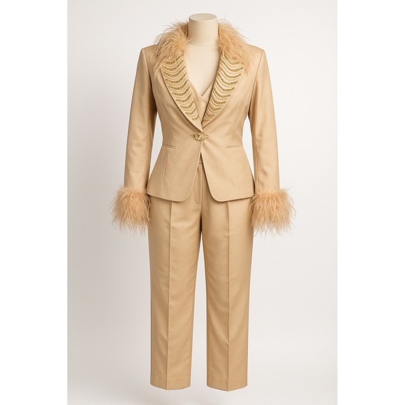 Ashro | Pants & Jumpsuits | Ashro Ostrich Feather Embellished Trimmed ...